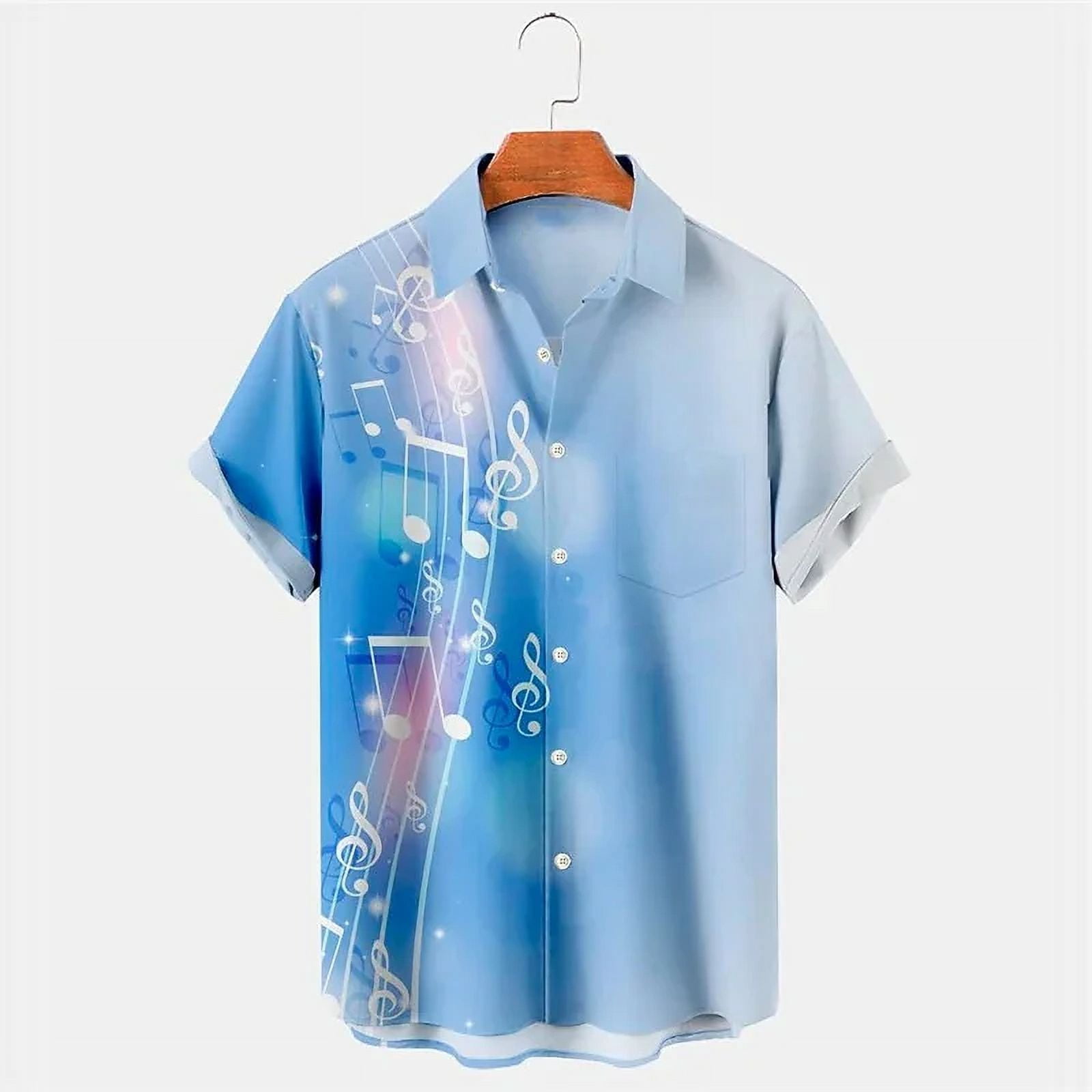 Summer Tops Short Sleeve Shirts Musical Notes Musical Symbols Lapel ...