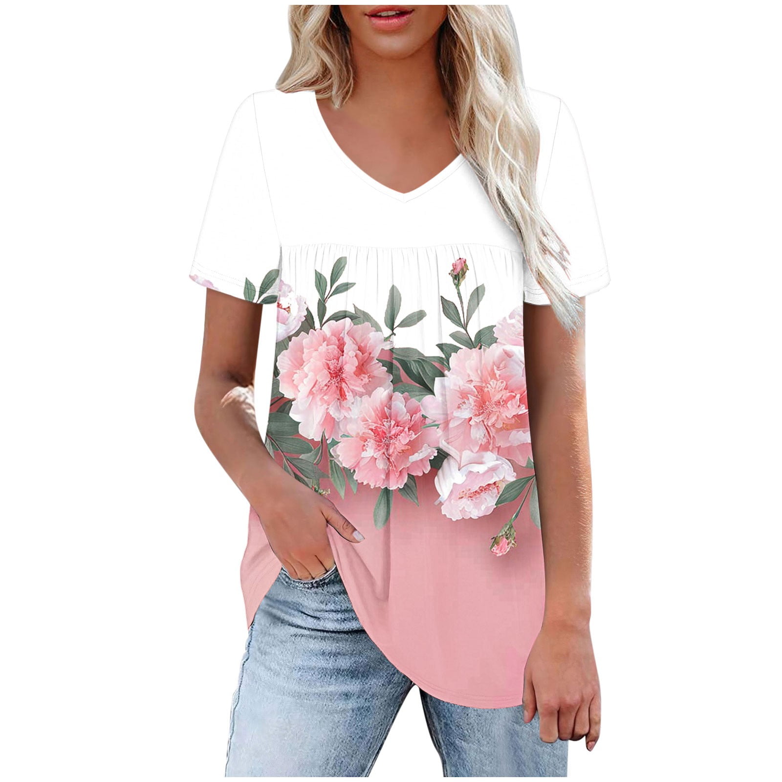 Summer Tops With Short Sleeves for Women Over 50 Work Blouses for Women ...