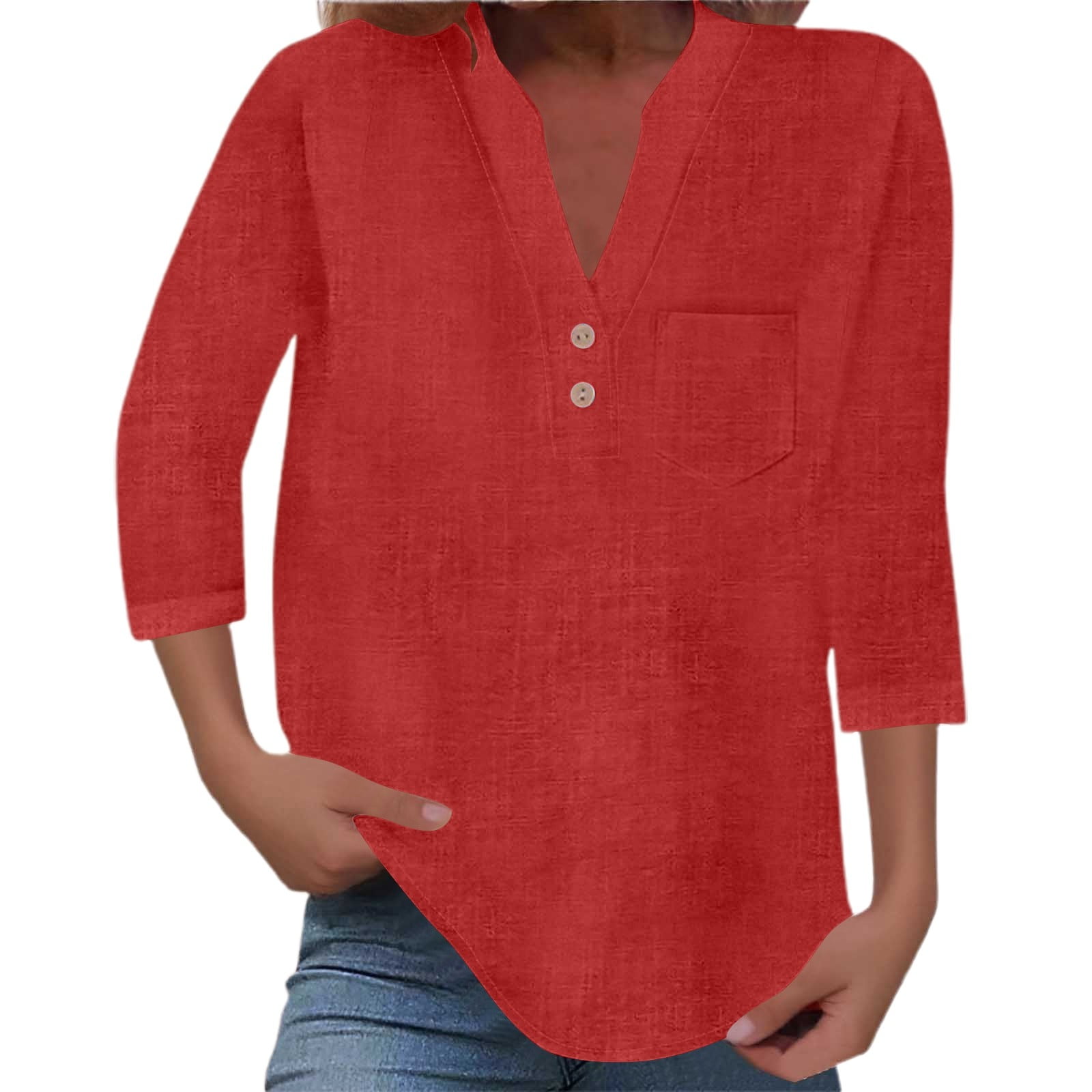 Summer Tops for Women Short Sleeve Solid Color Stand Collar Button Up ...