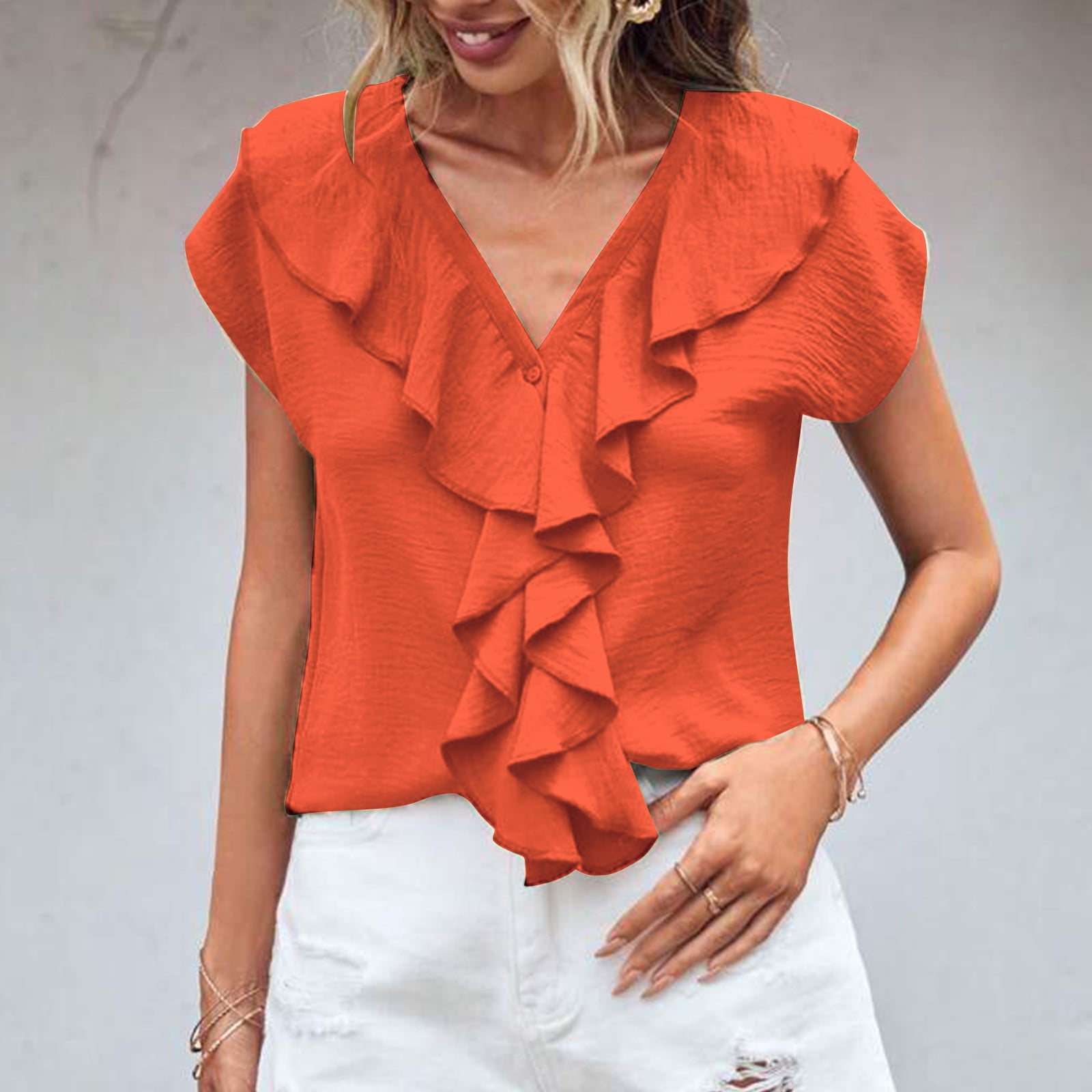 Summer Tops for Women Trendy Y2k Women's Short Sleeve Tops with Collar ...