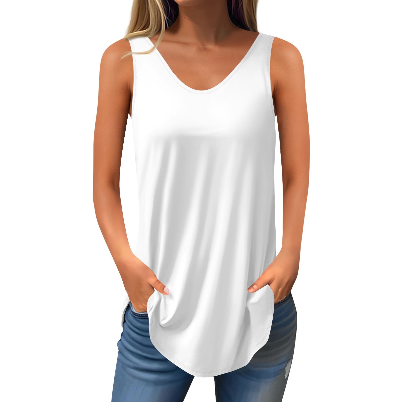 Summer Tops For Women, V Neck Casual Sleeveless Camisole Blouses ...