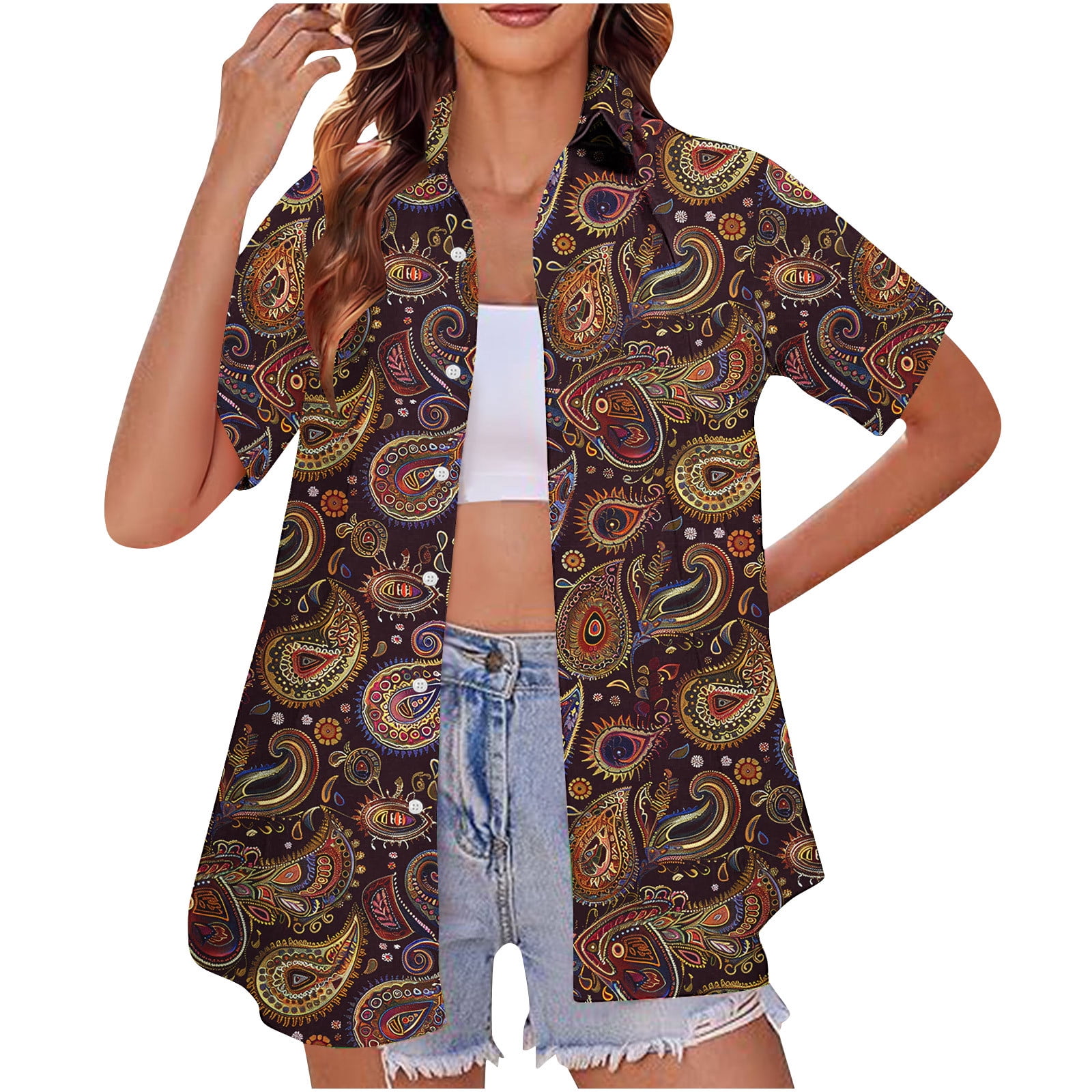 Summer Tops for Women Over 50 2025 T-Shirts Loose Fit V Neck Hide Belly ...