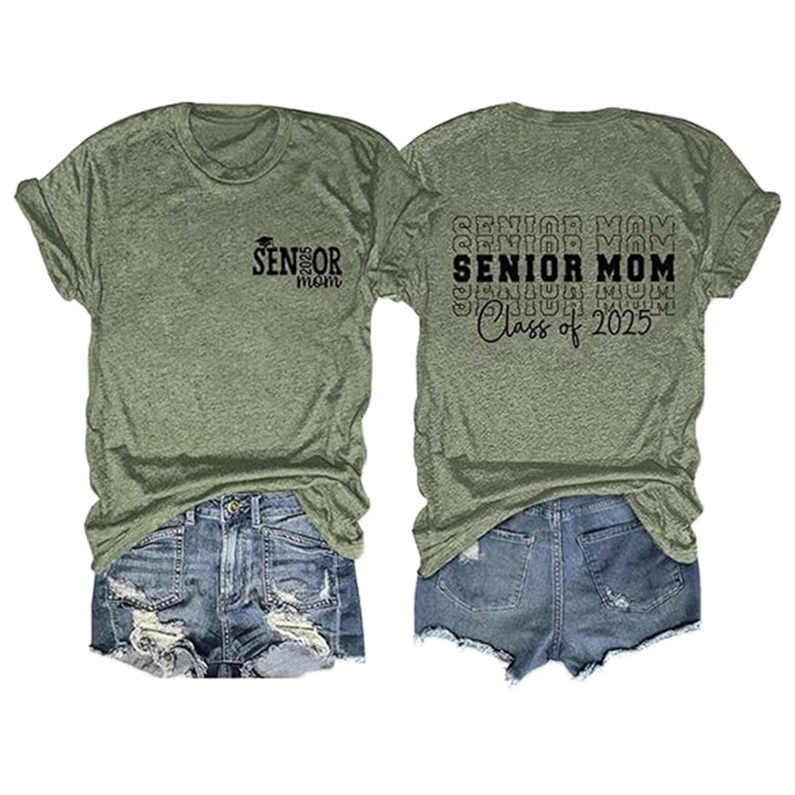Summer Tops for Women Senior Mom Class of 2 25 Funny Graphic Print ...