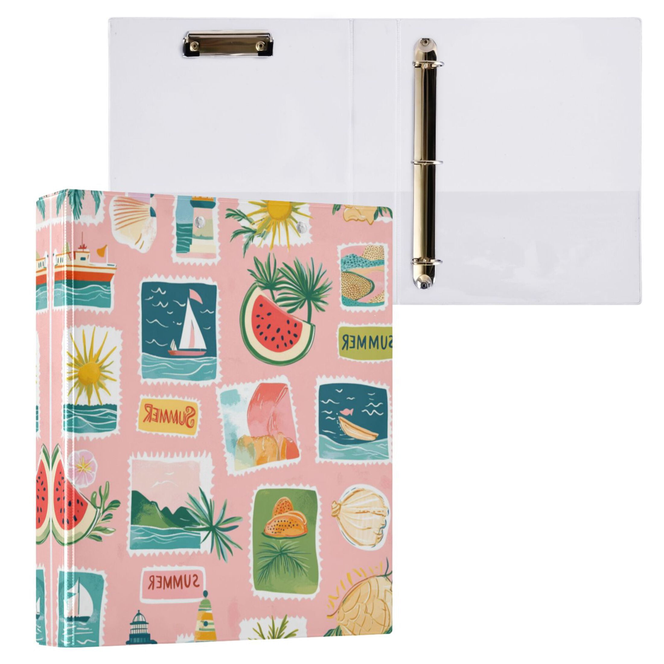 Summer Travel Stamps 3 Ring Hardcover Binders 1.5in Round Rings for ...