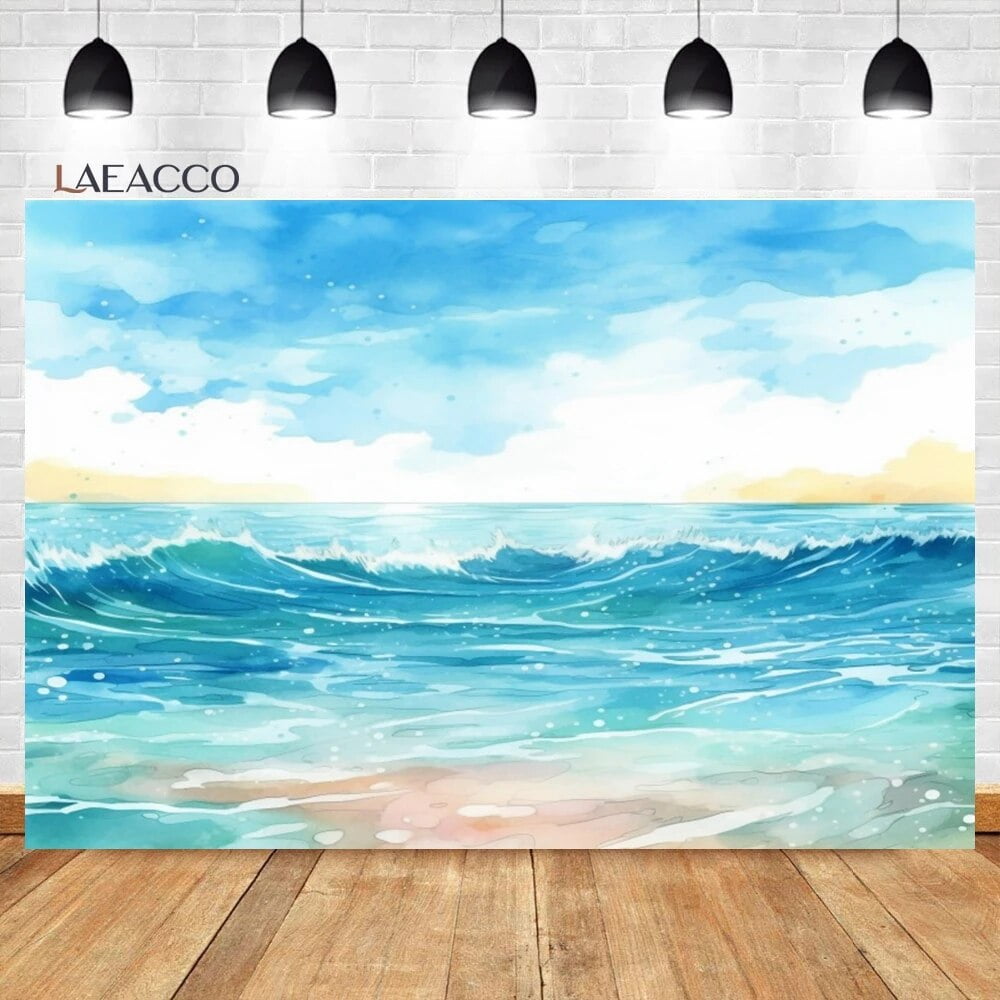 Summer Tropical Beach Backdrop Seaside Island Palm Tree Blue Sea Sky ...