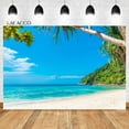 Summer Tropical Beach Backdrop Seaside Island Palm Tree Blue Sea Sky ...
