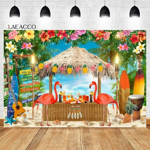 Summer Tropical Beach Backdrop Seaside Island Palm Tree Blue Sea Sky ...