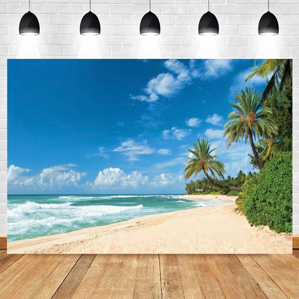 Summer Tropical Beach Photography Backdrops Seaside Island Palm Trees ...