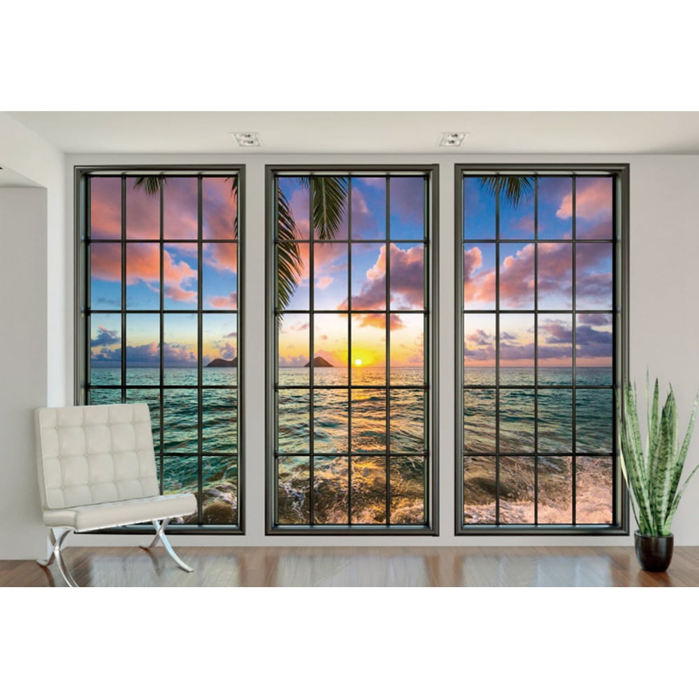 Summer Tropical Beach Scenery Window Backdrops Sea Ocean Seaside ...