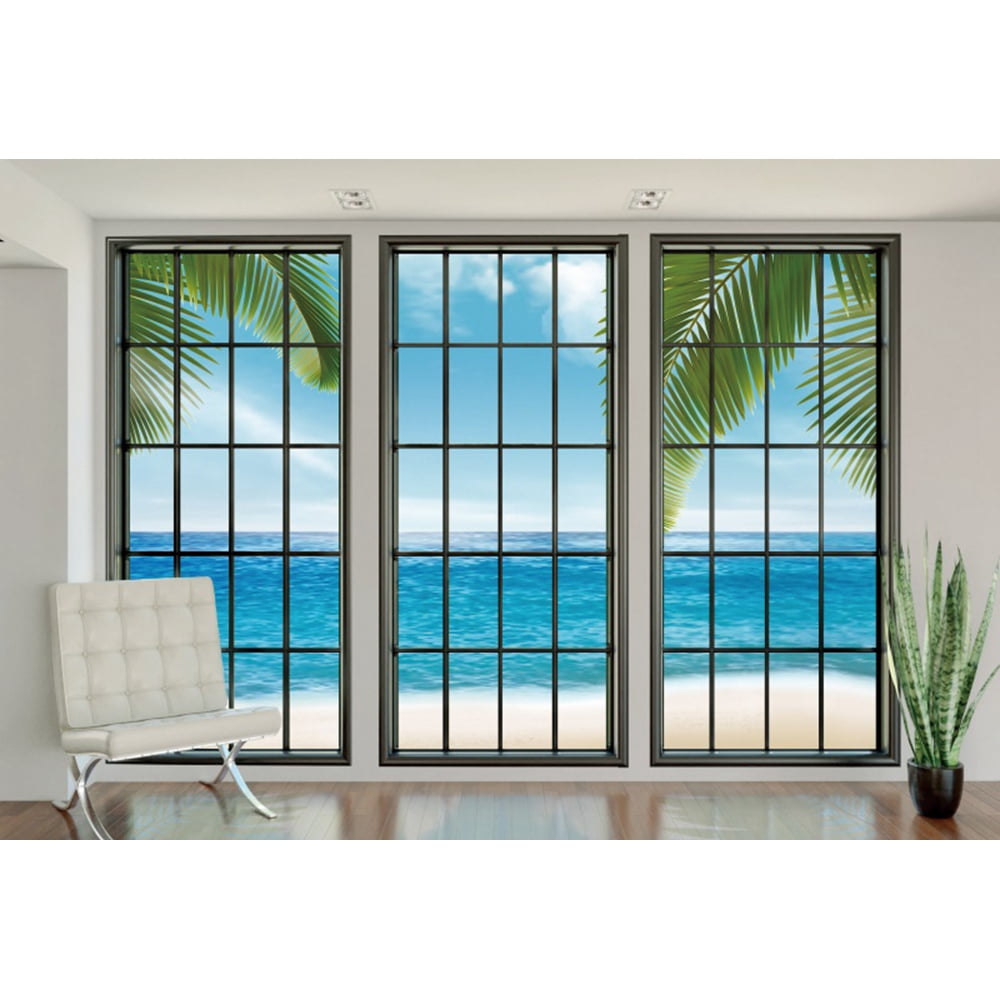 Summer Tropical Beach Scenery Window Backdrops Sea Ocean Seaside ...