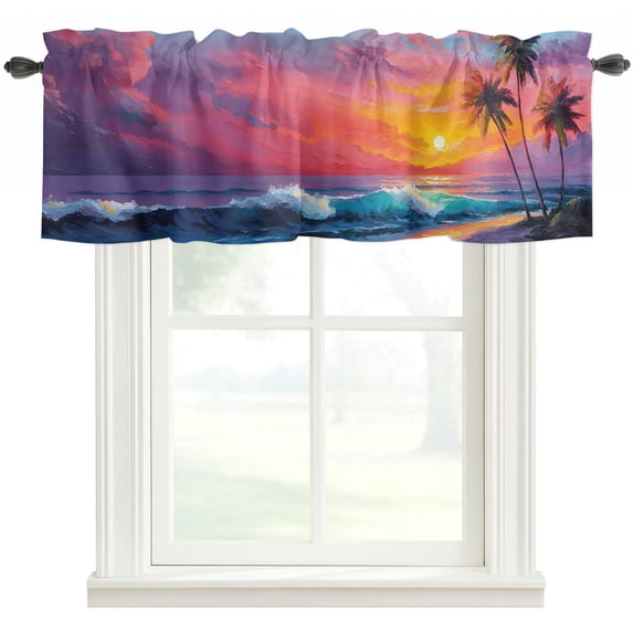 Summer Tropical Beach Valances for Windows Farmhouse Kitchen Curtains ...