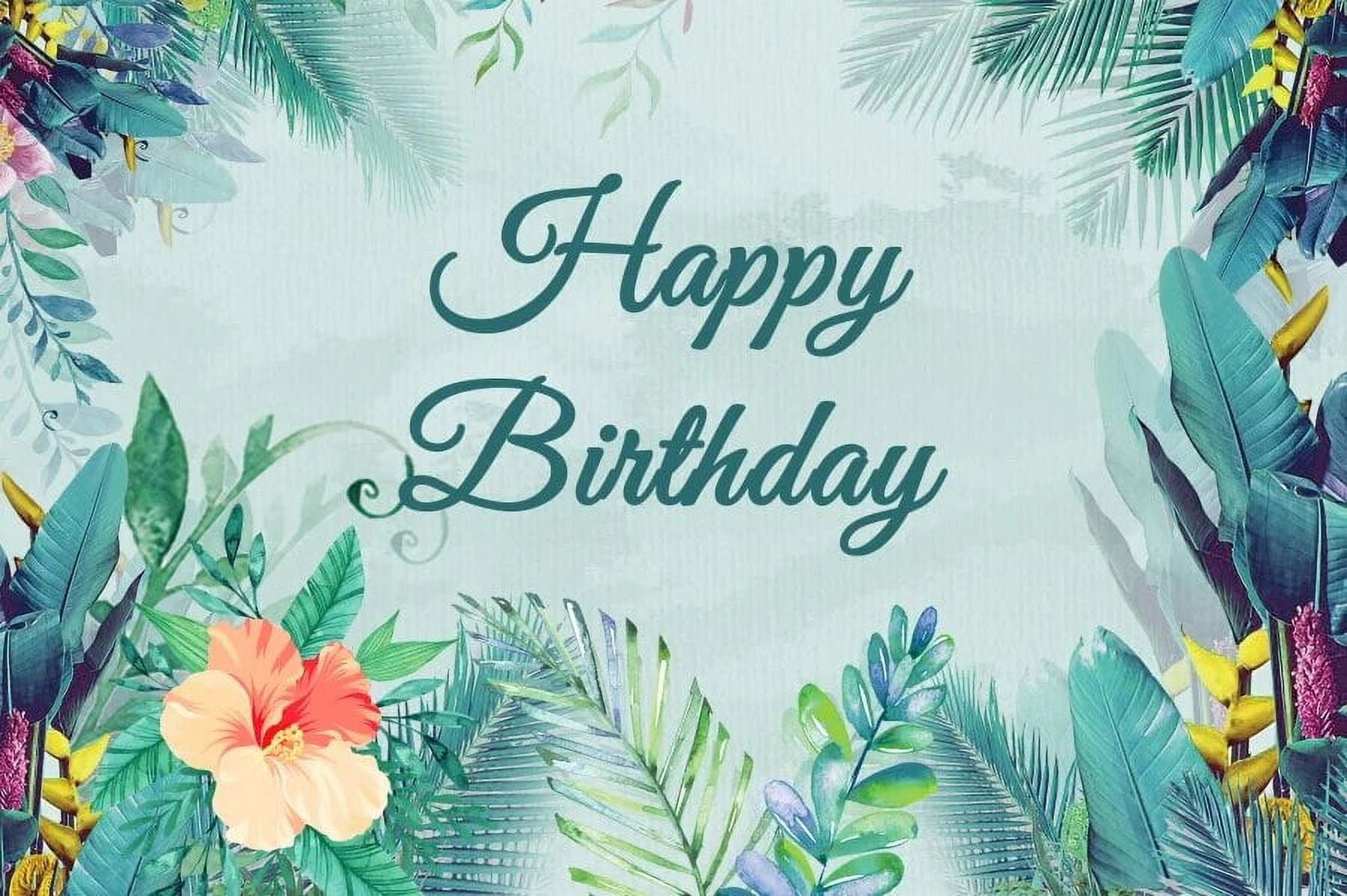Summer Tropical Birthday Backdrop Greenery Palms Bday Party Kids Baby ...