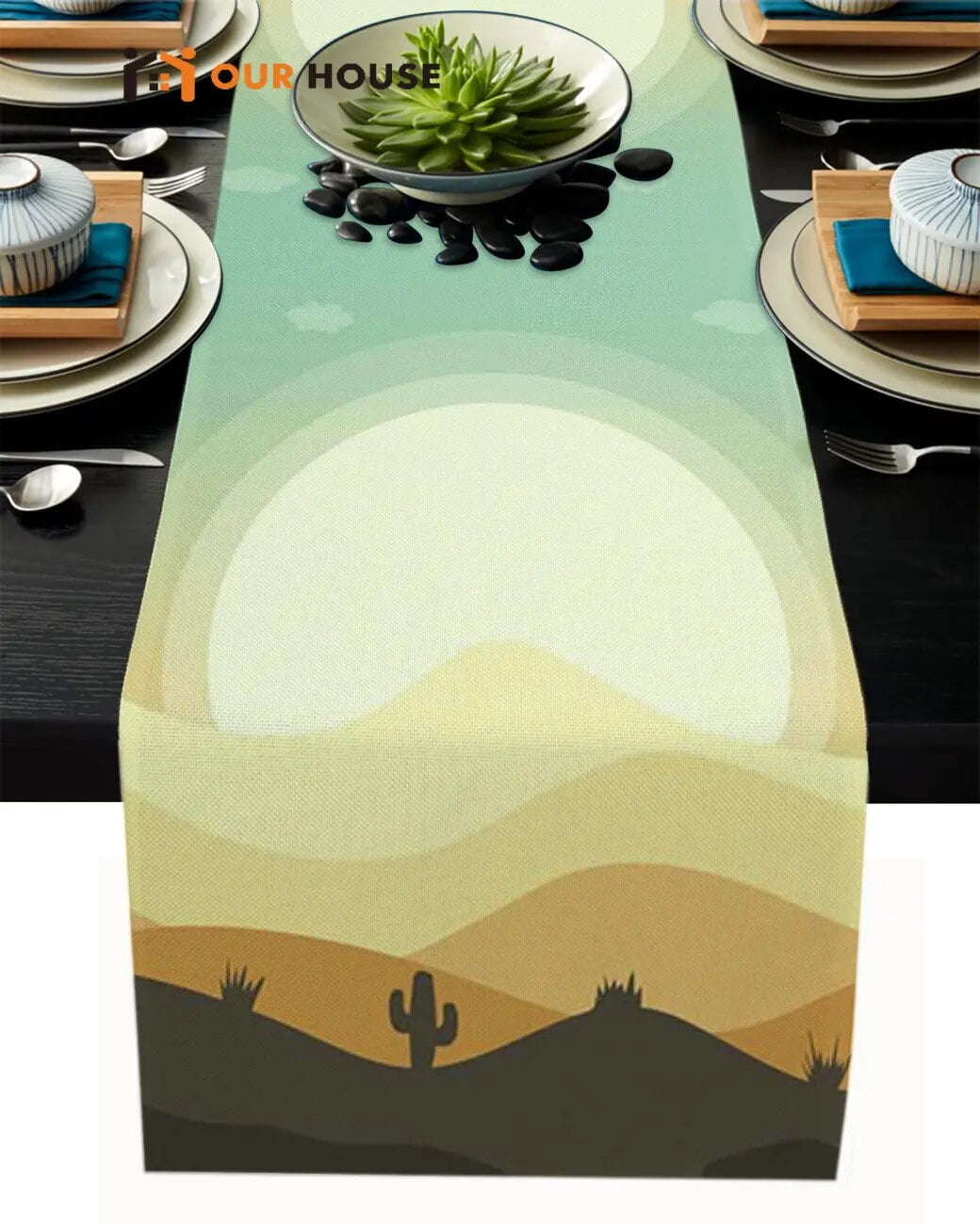 Summer Tropical Desert Cactus Table Runner Party Wedding Centerpiece ...