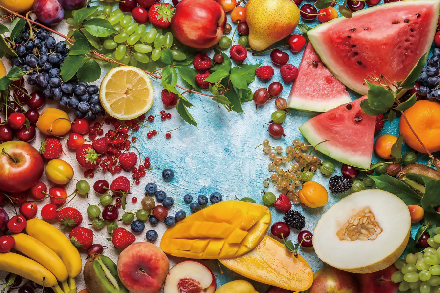 Summer Tropical Diverse Fruits Backdrop Sweet Mulberry Strawberry ...