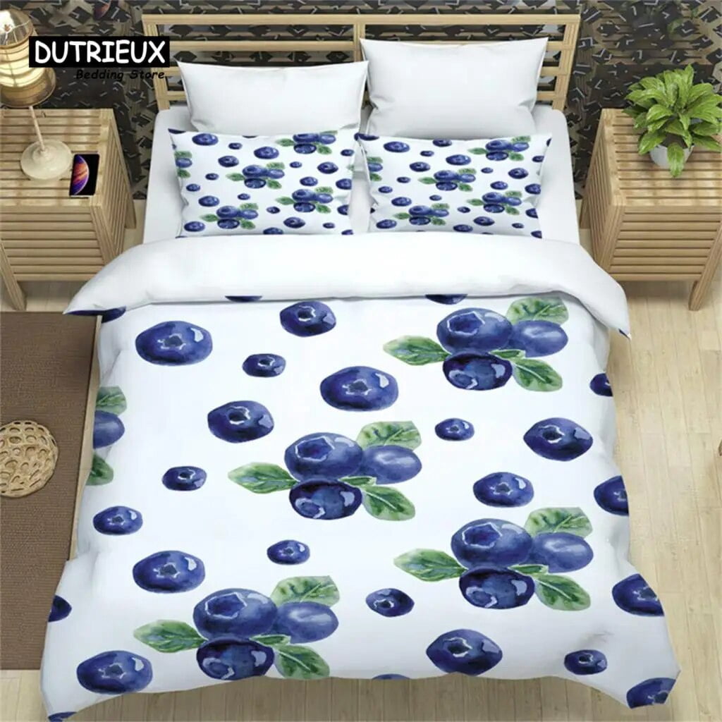 Summer Tropical Fruit Bedding Set Cartoon Fruits Orange Lemon Print ...