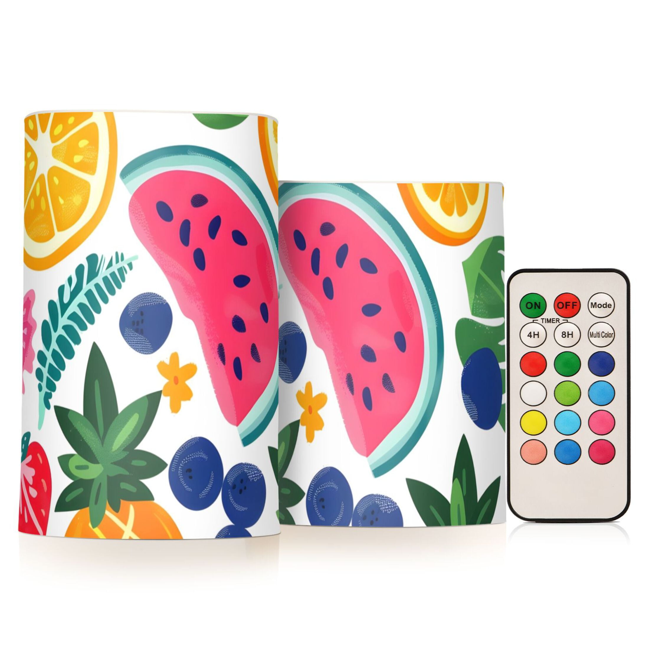 Summer Tropical Fruits Flameless Candles with Remote Timer LED Battery ...