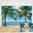 Summer Tropical Hawaiian Beach Backdrop Sea Ocean Seaside Palm Tree ...