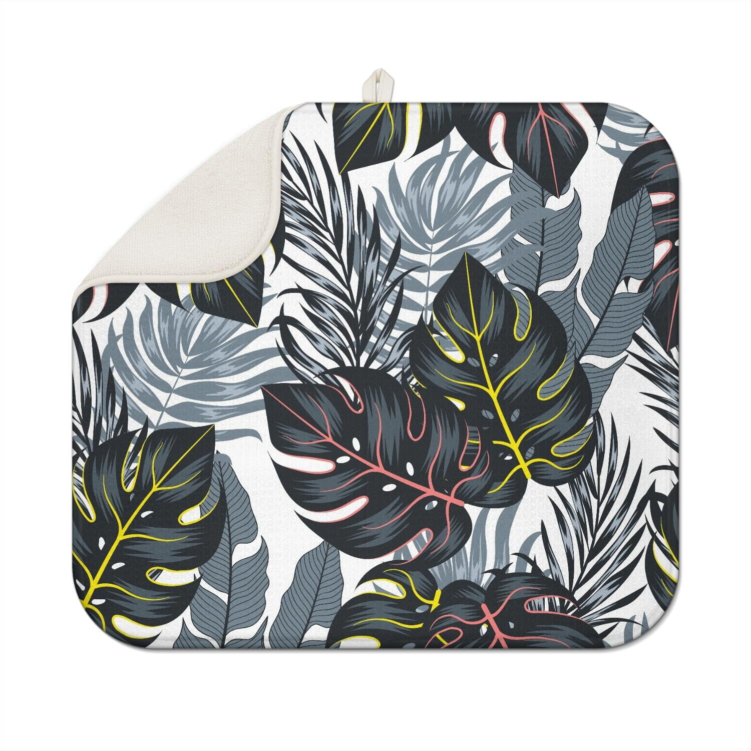 Summer Tropical Leaf Dish Drying Mat – Hawaiian Botanical Print, Palm ...