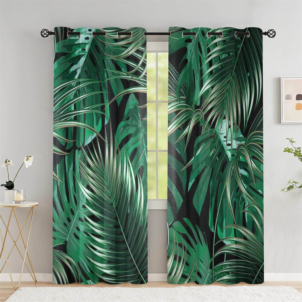 Summer Tropical Leaf Shade Curtains Living Room Bedroom Home ration ...