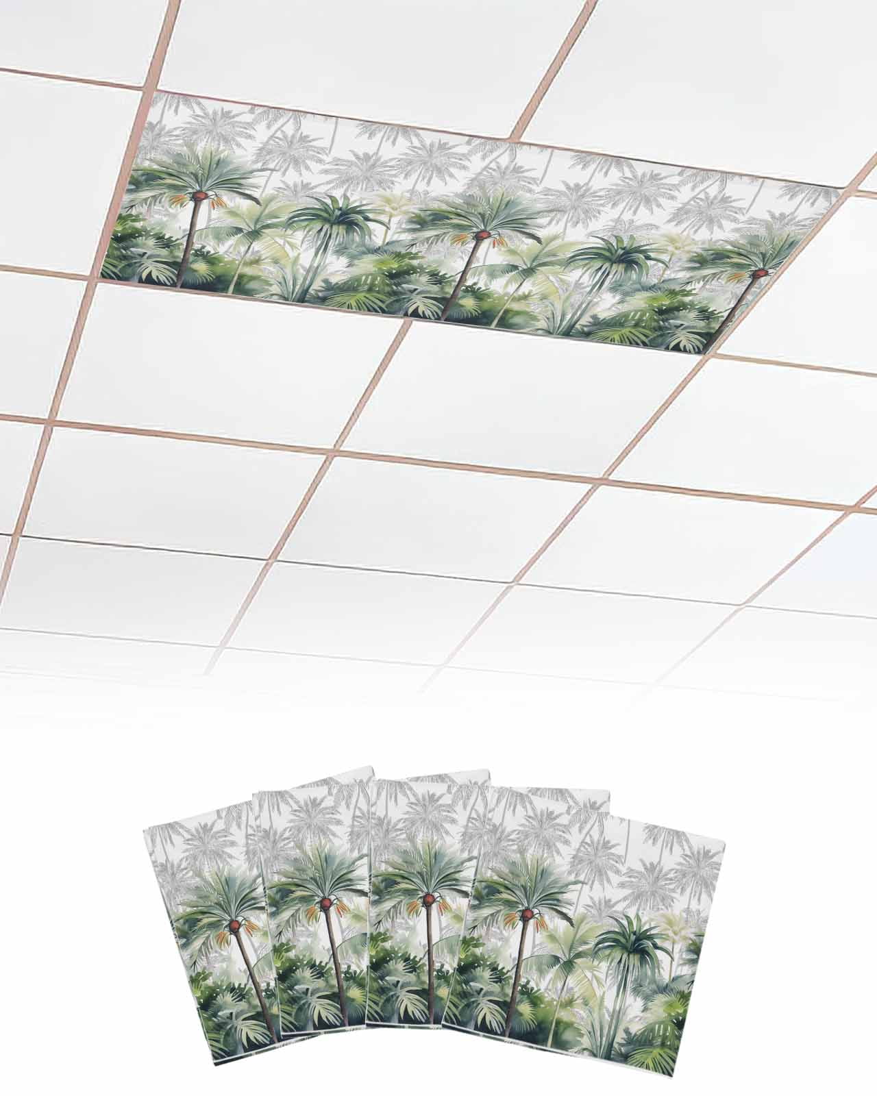 Summer Tropical Leaves Fluorescent Light Covers for Ceiling Lights 4x2 ...