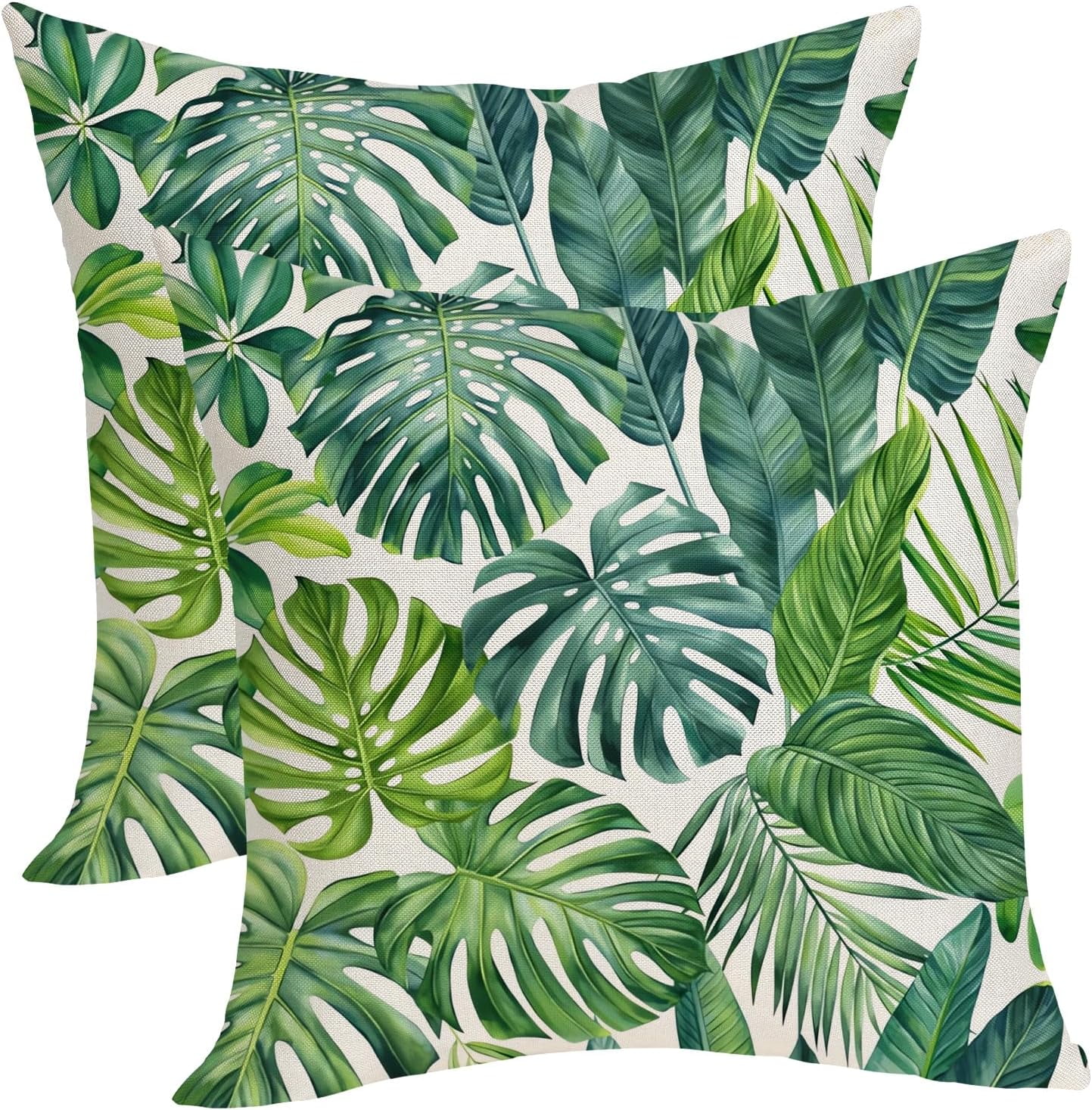 Summer Tropical Leaves Pillow Covers 18x18 Pack of 2 Modern Artistic ...