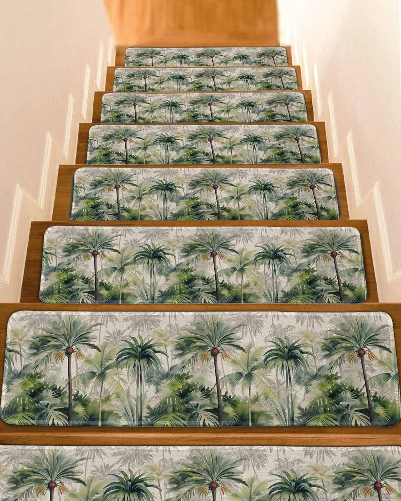 Summer Tropical Leaves Stair Treads for Wooden Steps Indoor Runner Rug ...