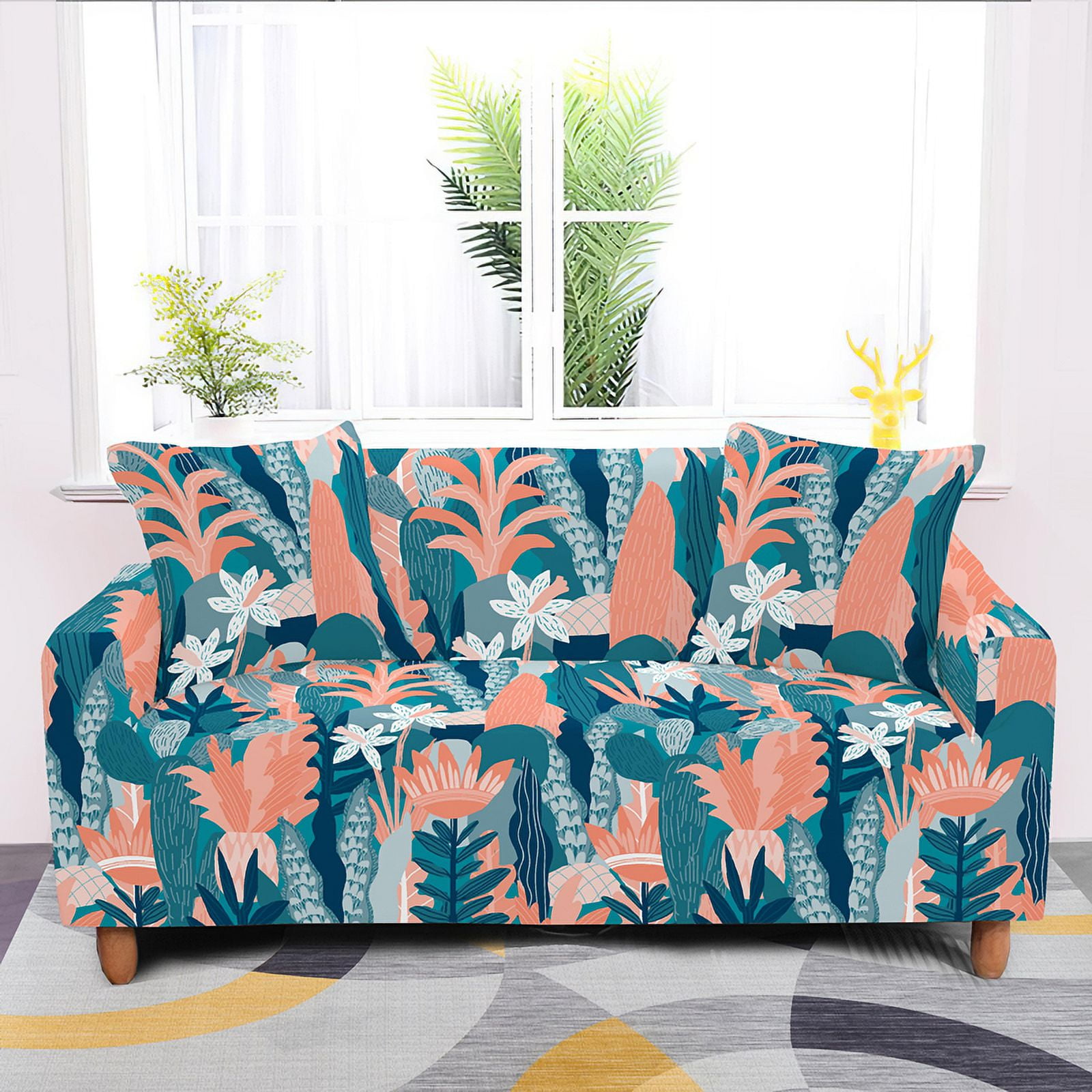 Summer Tropical Leaves Stretch Slipcover Slip-resistant Elastic Sofa ...