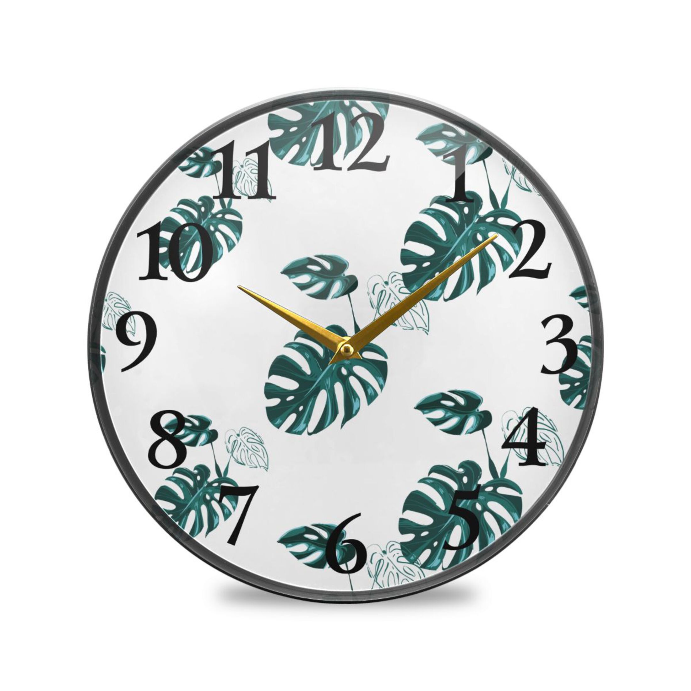 Summer Tropical Leaves Wall Clocks Battery Operated 11.9 Inch Round ...
