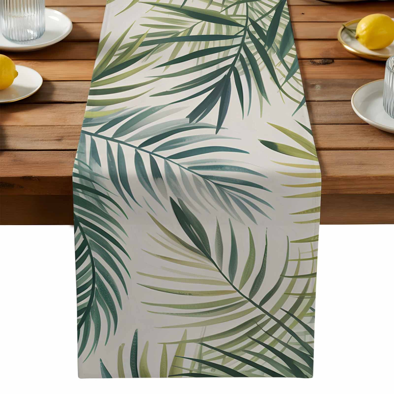Summer Tropical Leaves Watercolor Table Runner Dresser Scarf,Kitchen ...