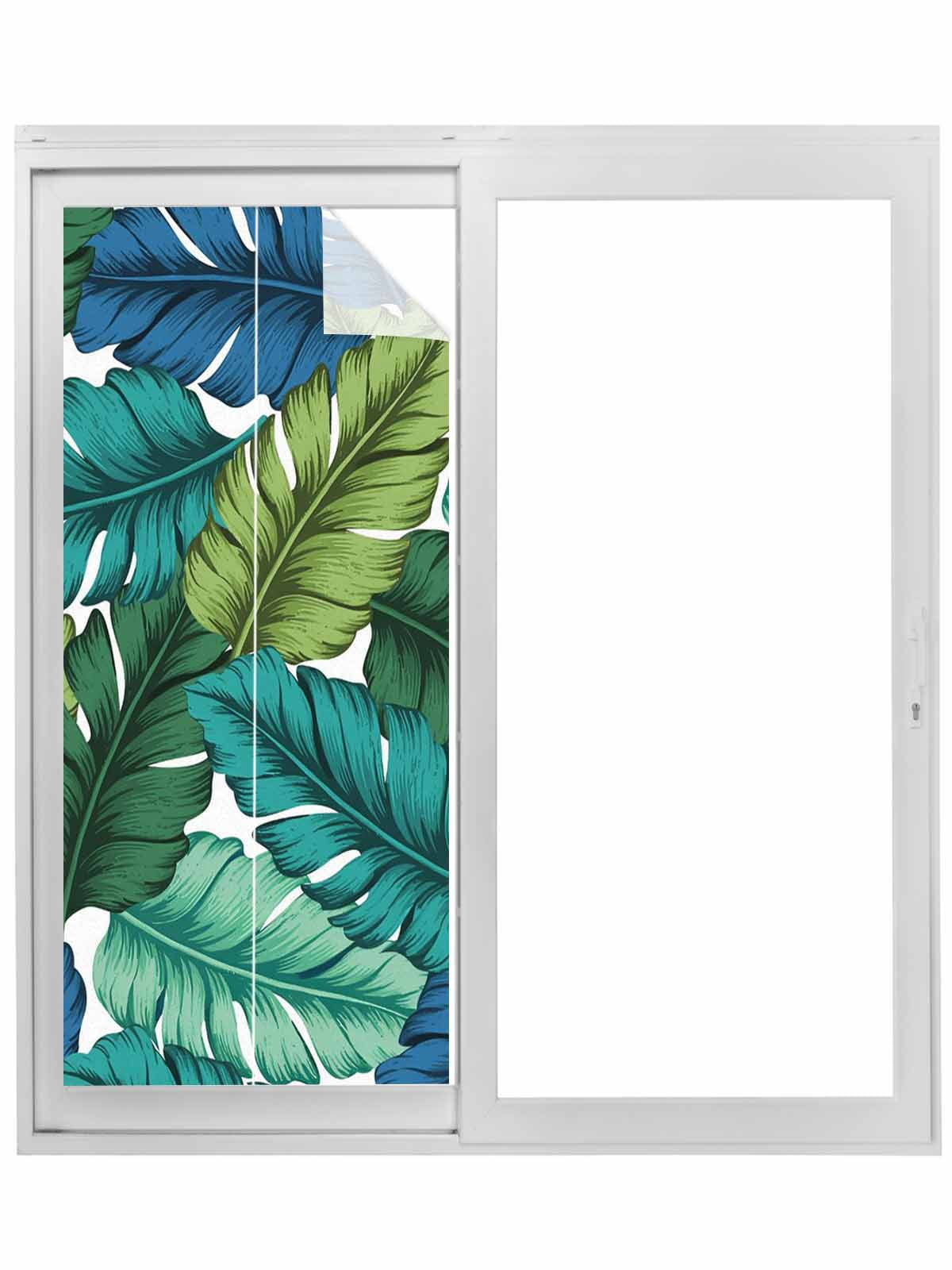 Summer Tropical Leaves Window Privacy Film Stained Glass Window Film ...