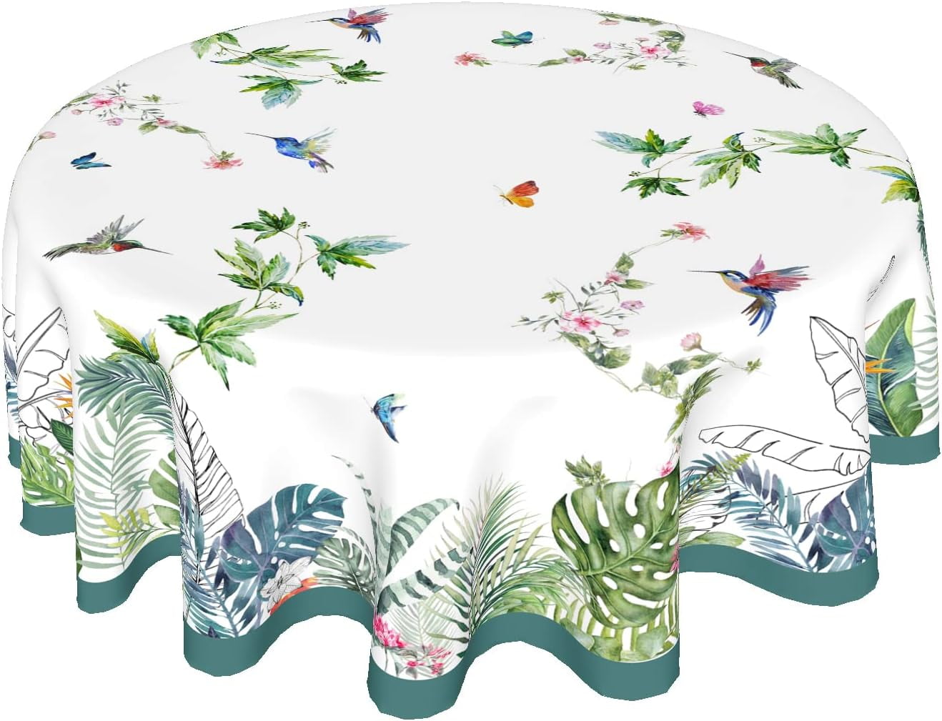 Summer Tropical Palm Leaf Round Tablecloth 60 Inch Spring Floral ...