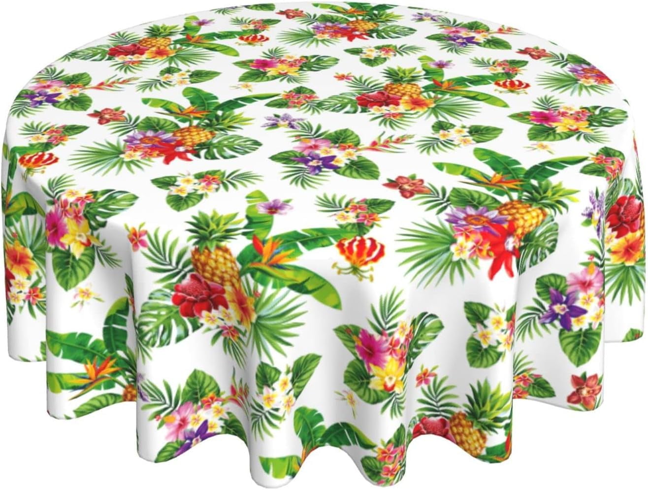 Summer Tropical Palm Leaves Pineapple Round Tablecloth Waterproof ...