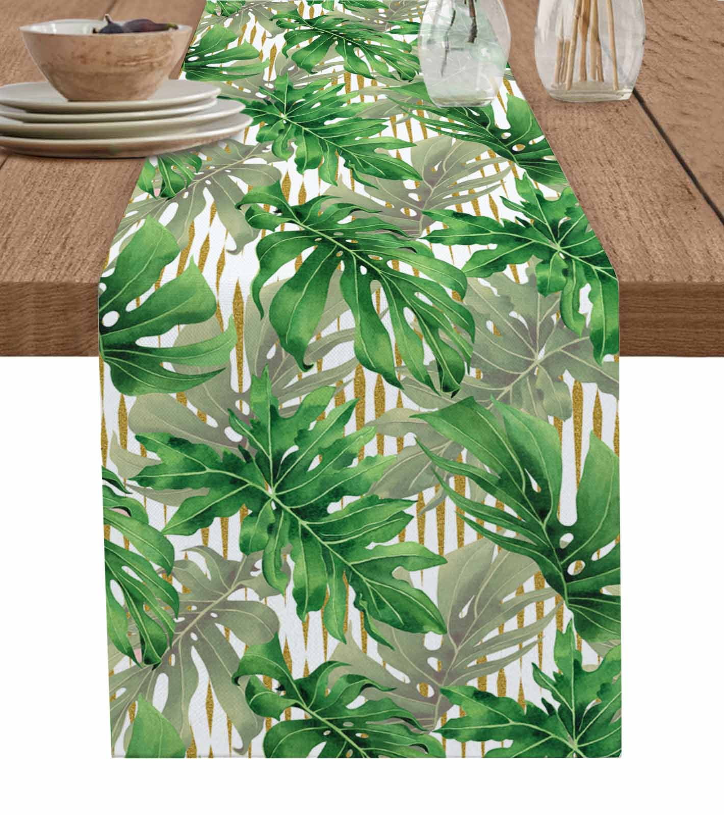 Summer Tropical Palm Leaves Table Runner Luxury Wedding r Table Runner ...