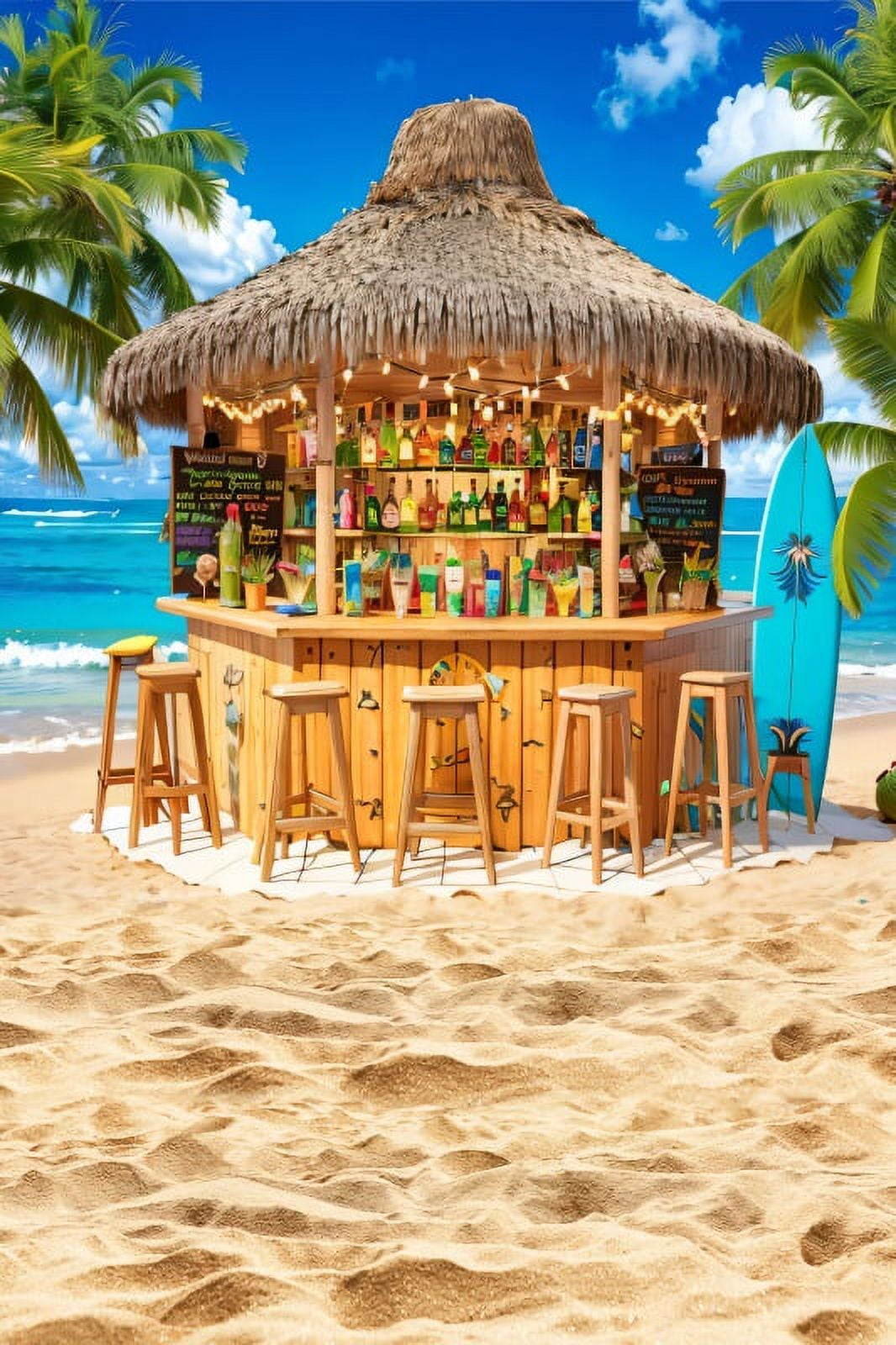 Summer Tropical Palm Tree Beach Photography Backdrops Blue Sea Sky ...