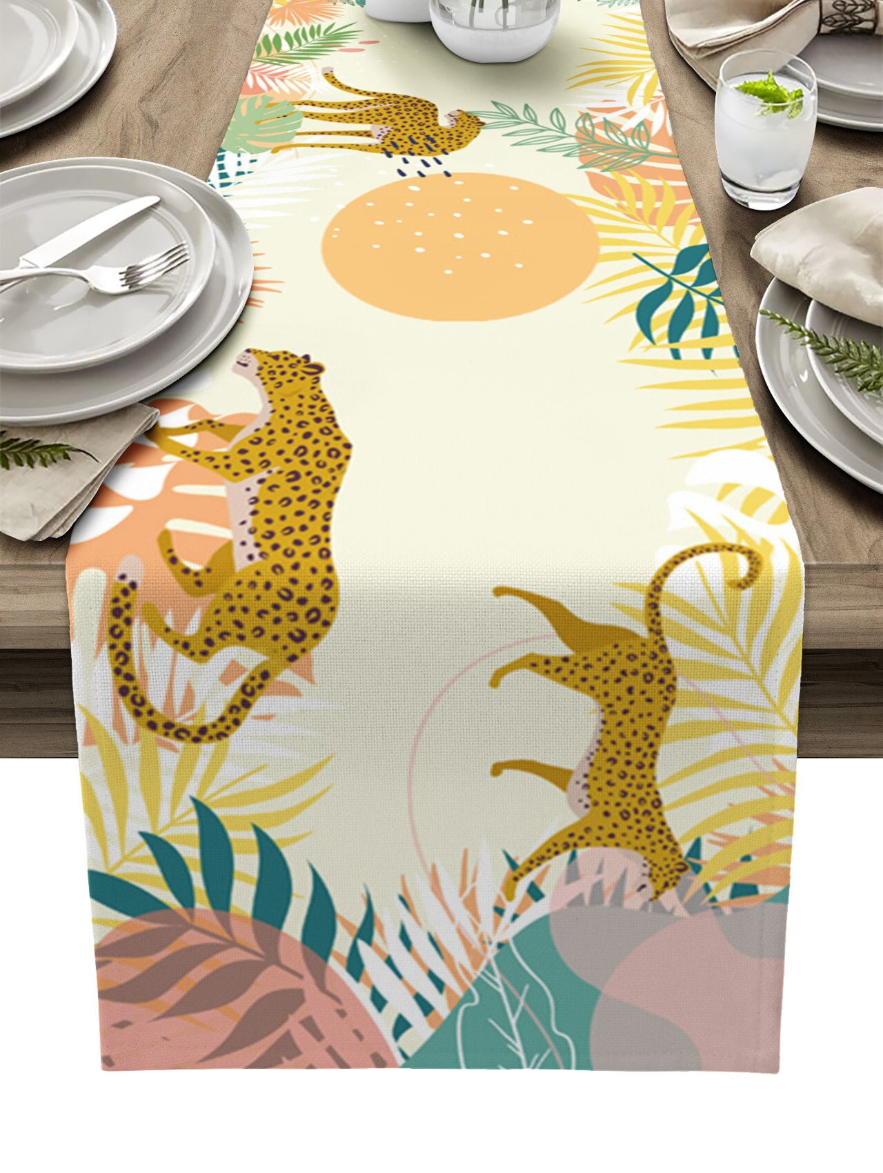 Summer Tropical Palm Tree Grain Table Runner Home Wedding Table Flag ...