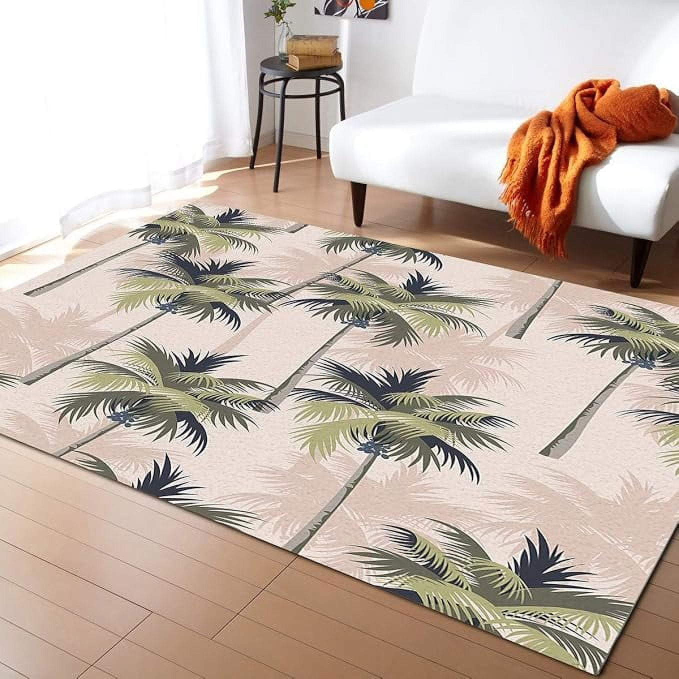 Summer Tropical Palm Trees Area Rugs, Beach Coconut Tree Soft Washable ...