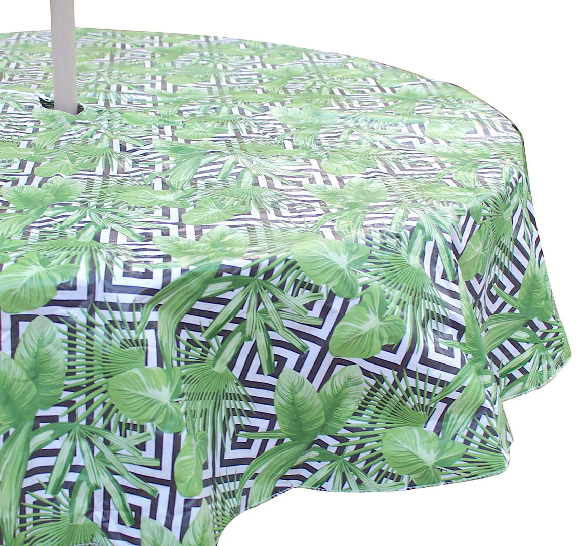Summer Tropical Palms and Geo Zebra Stripes Vinyl Tablecloths: Patio ...