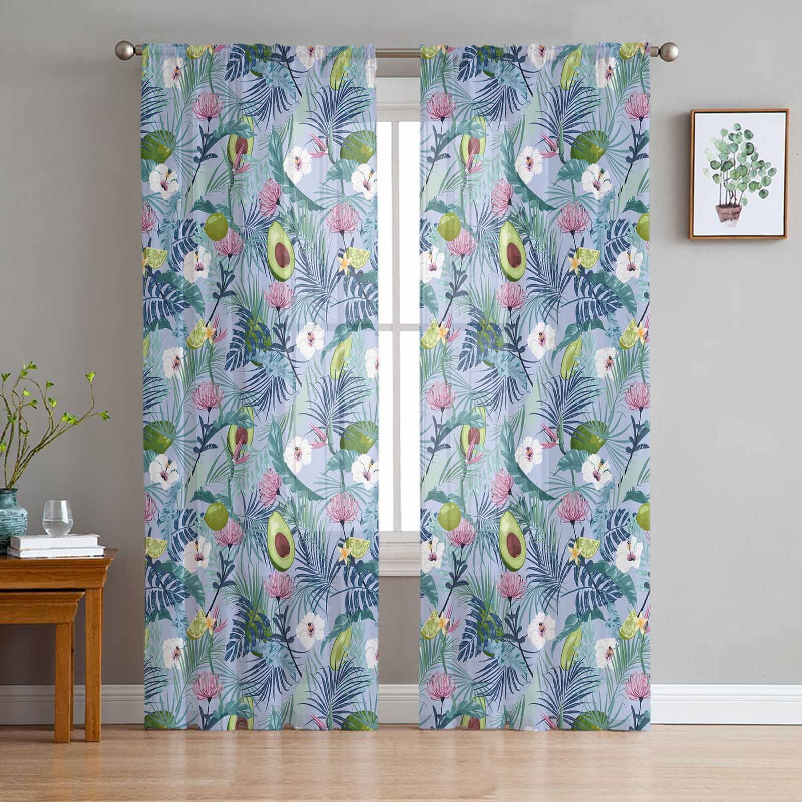 Summer Tropical Rainforest Plant Palm Trees Curtain For Living Room ...
