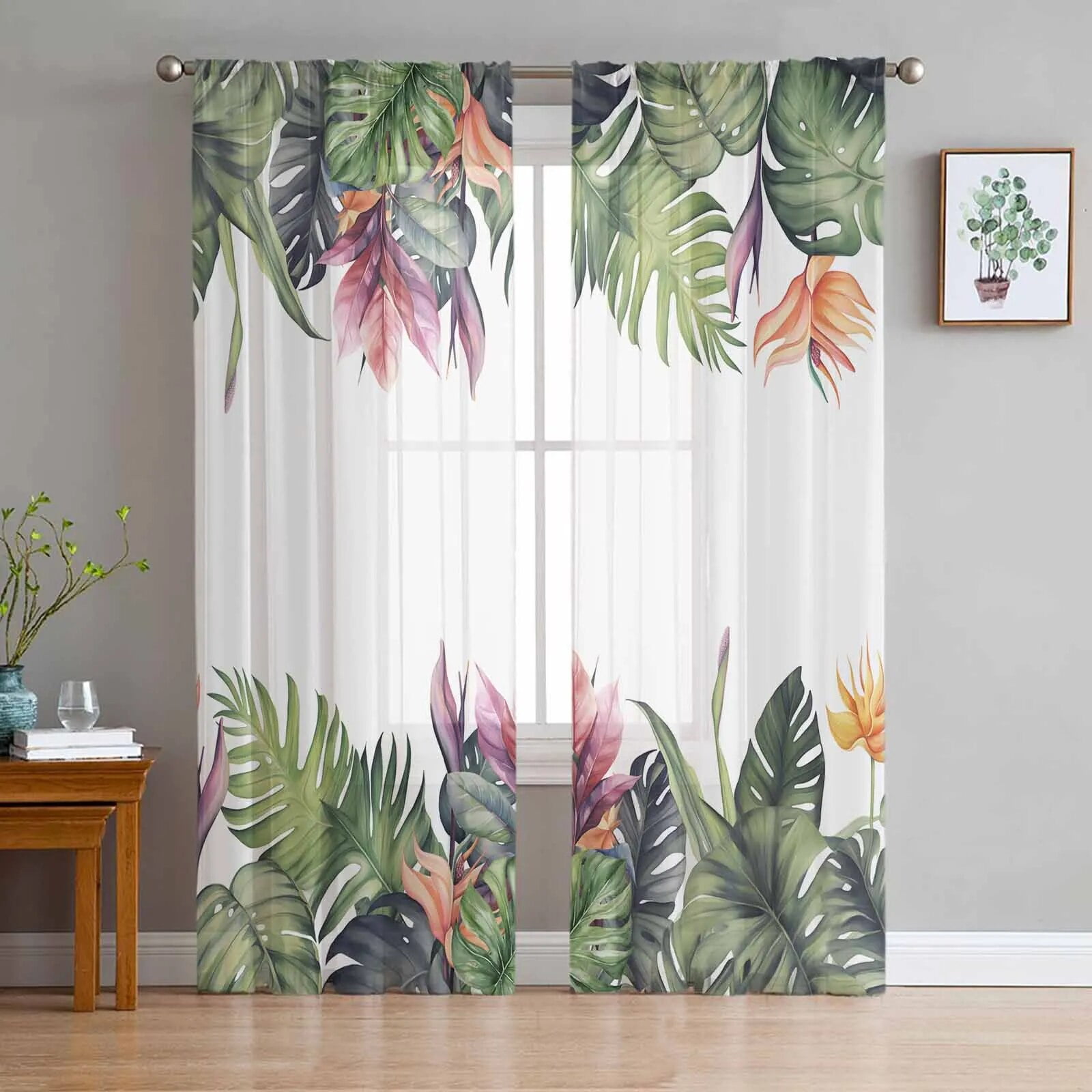 Summer Tropical Rainforest a Tulle Curtains for Living Room Bedroom ...