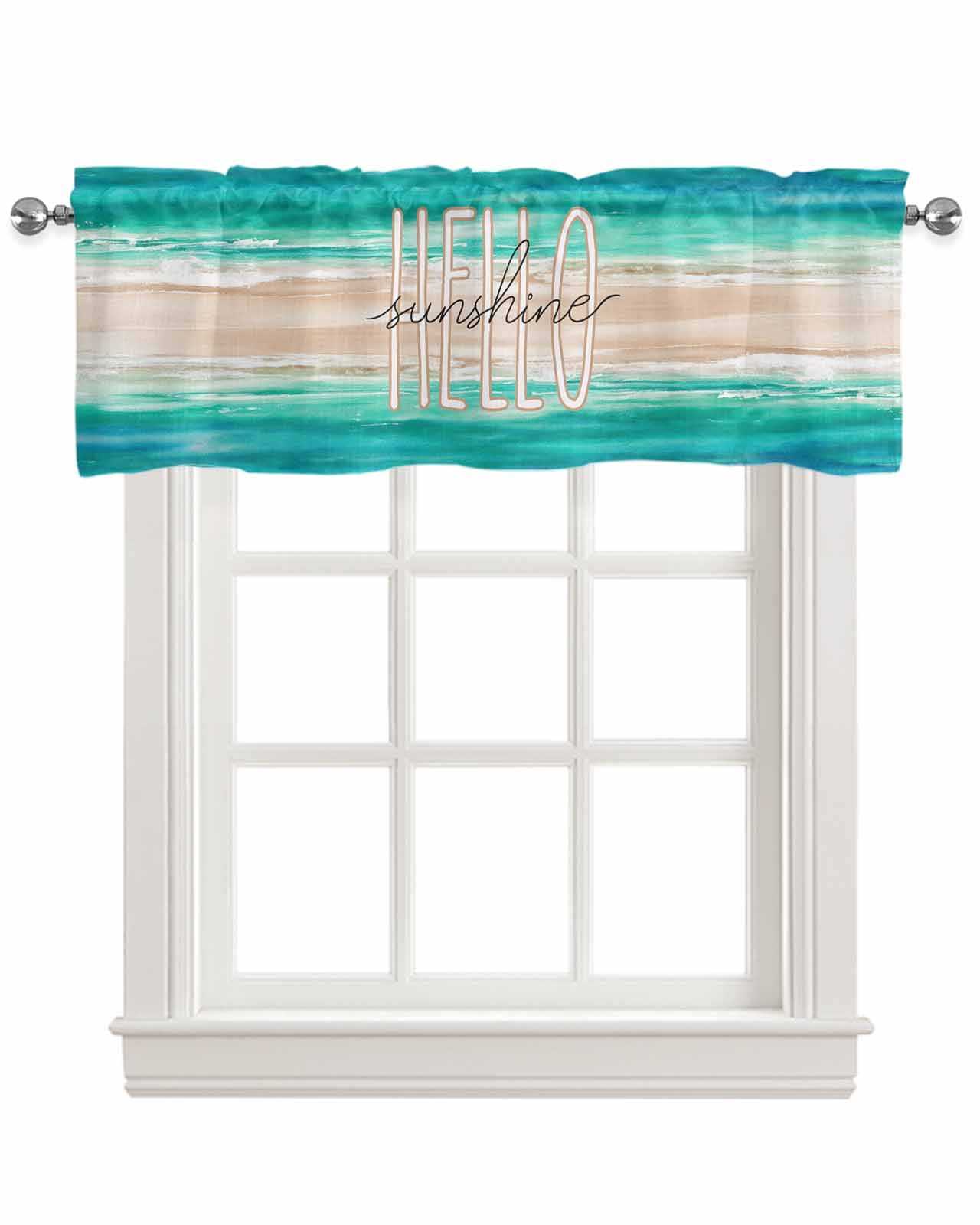 Summer Turquoise Ocean Kitchen Valances for Windows Farmhouse Linen ...