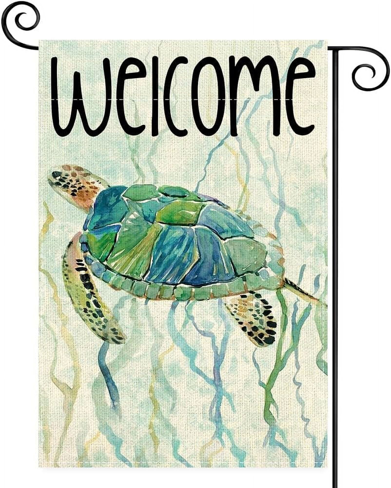 Summer Turtle Beach Garden Flag Double Sided, Best Choice Welcome ...