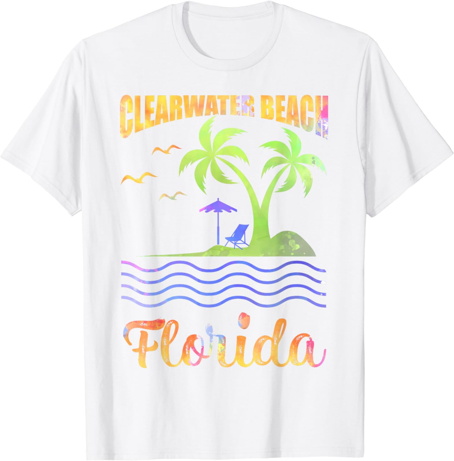 Summer Vacation Retro Sunset Florida Clearwater Beach T-Shirt - Walmart.com
