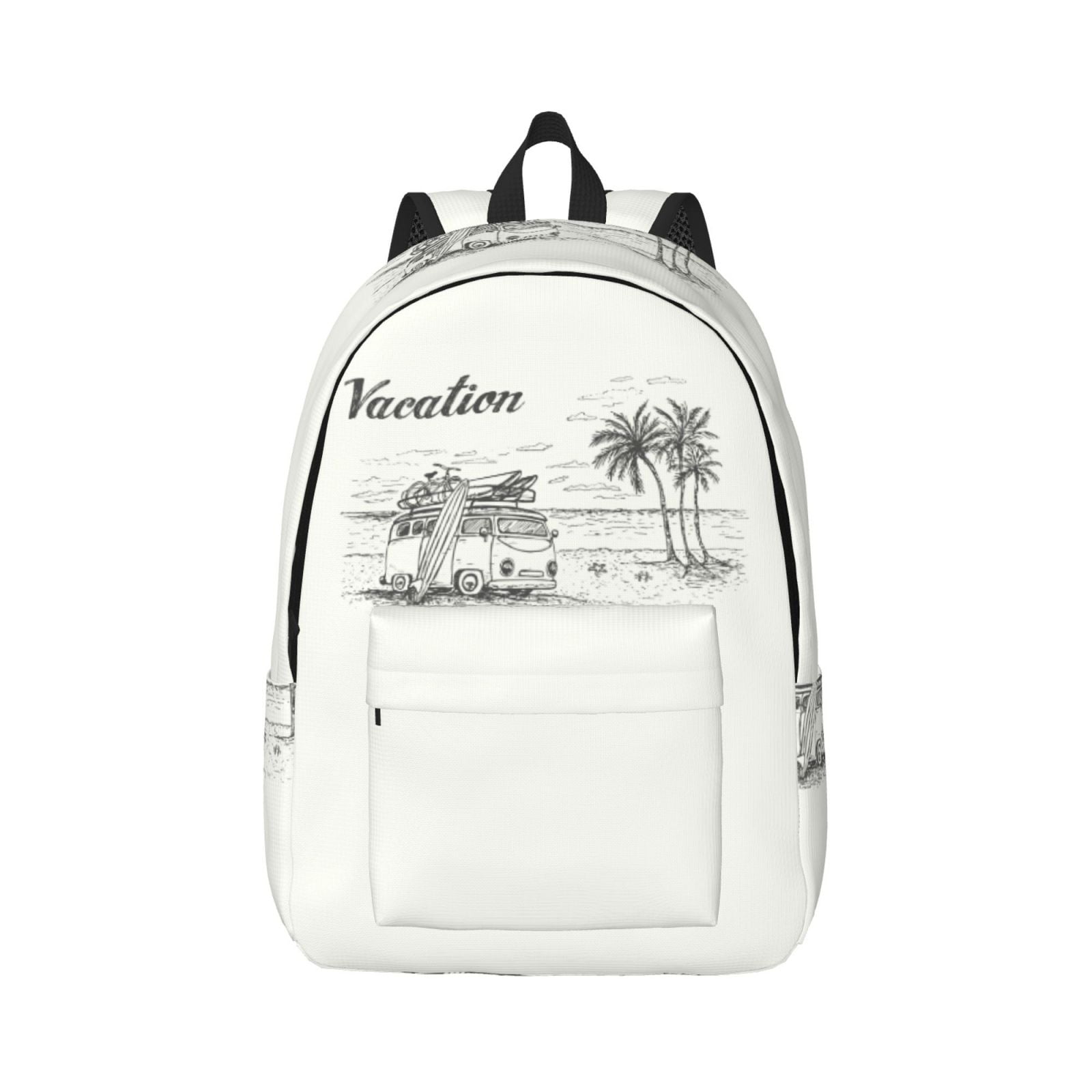 Summer Vacation Scene Camping Van Canvas Backpack for School, College ...