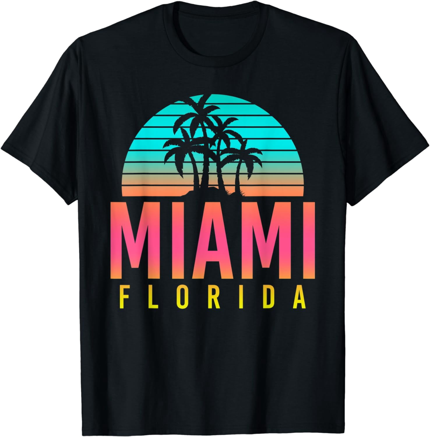 Summer Vacation South Beach Palm Trees Retro Miami Florida T-Shirt ...