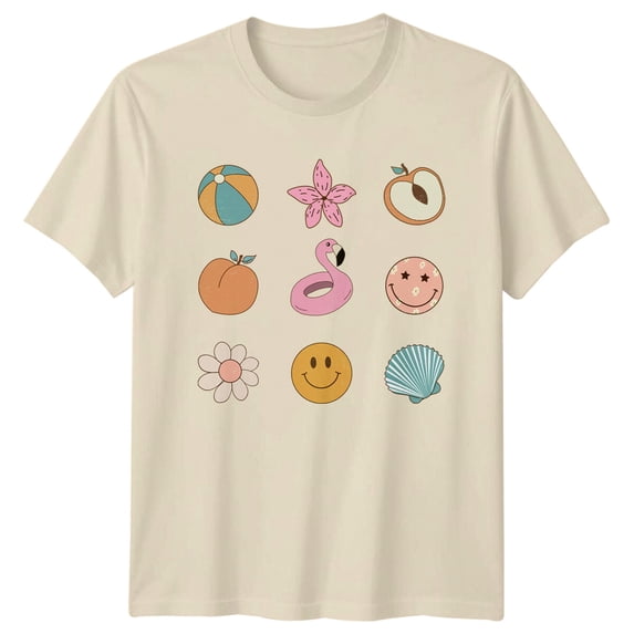 Summer Vibes Beach Ball Flamingo Graphic T-Shirt - Walmart.com
