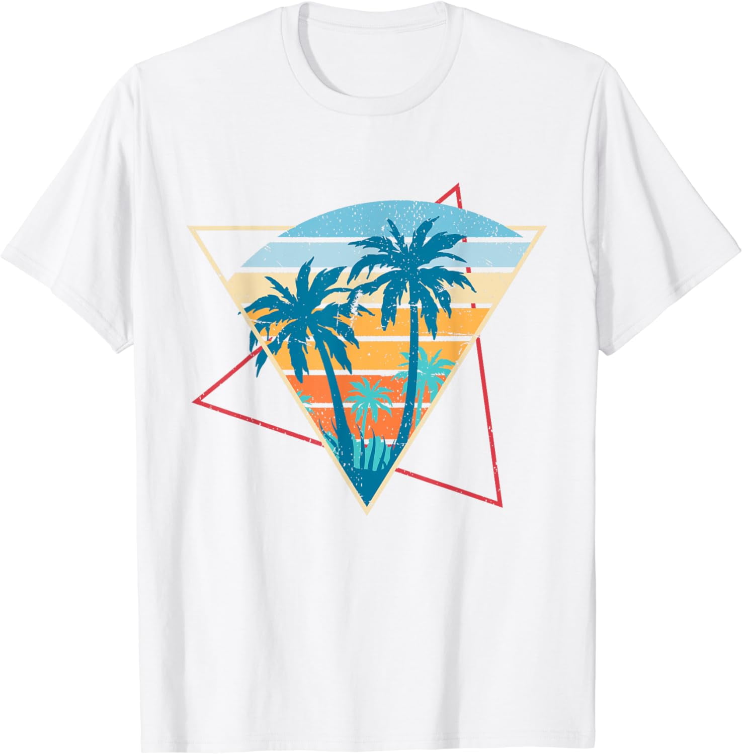 Summer Vibes Sunset Palm Trees Beach Retro Tropical Summer T-Shirt ...