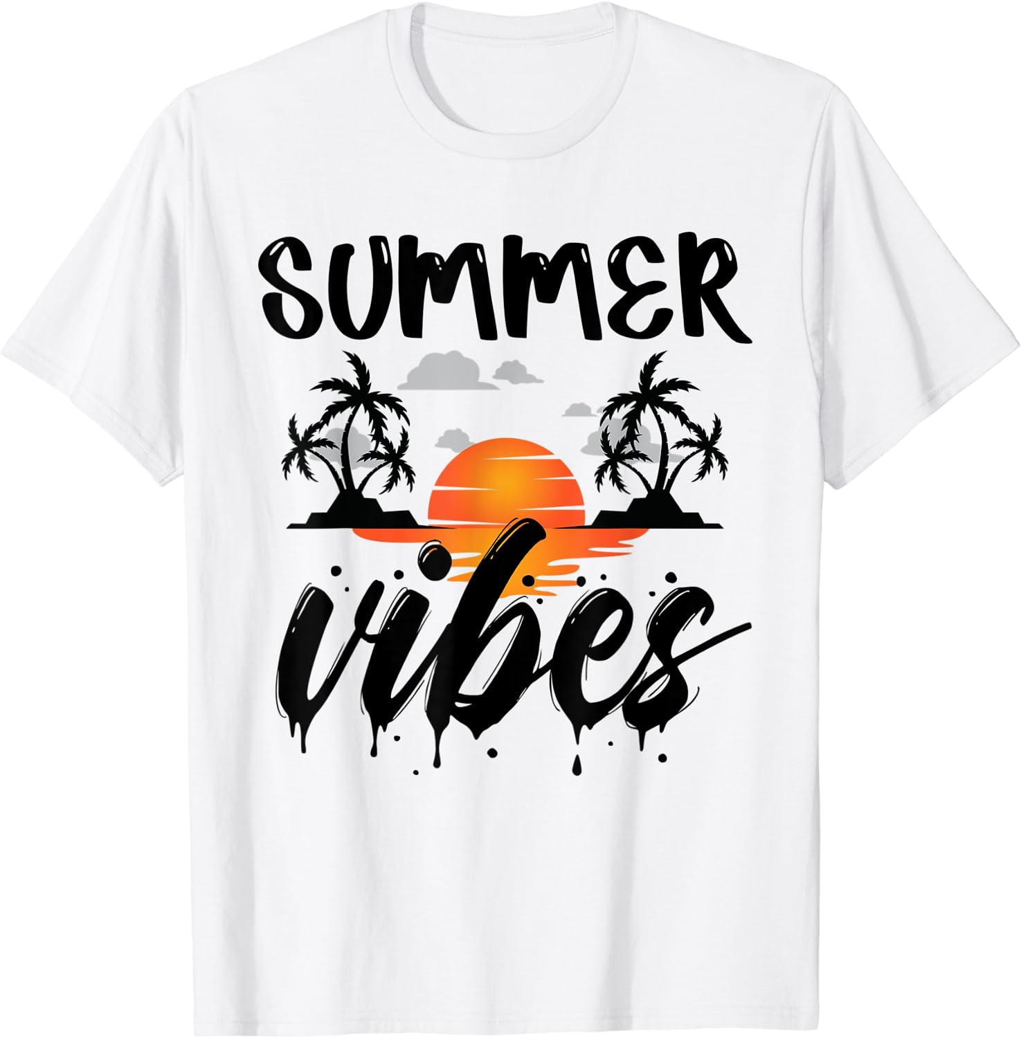 Summer Vibes Tropical Beach Palm Summer T-Shirt White - Walmart.com