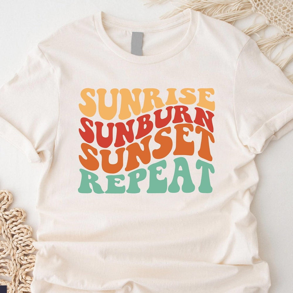 Summer Vibes Tshirts, Retro Summer Tee, Sunrise Sunburn Sunset Repeat ...