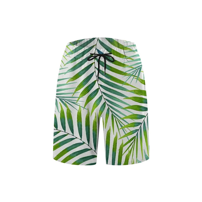 Summer Vintage 3D Tropical Leaves Printing Beach Shorts For Men Fashion ...
