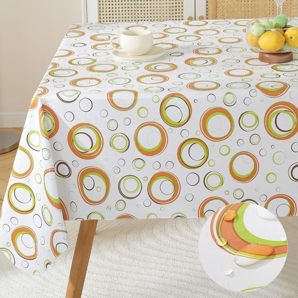Summer Vinyl Tablecloth With Flannel Backed , Waterproof Oil-Proof PVC ...